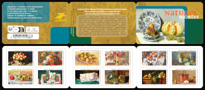 Natures mortes - carnet autoadhésifs- timbre de 2023