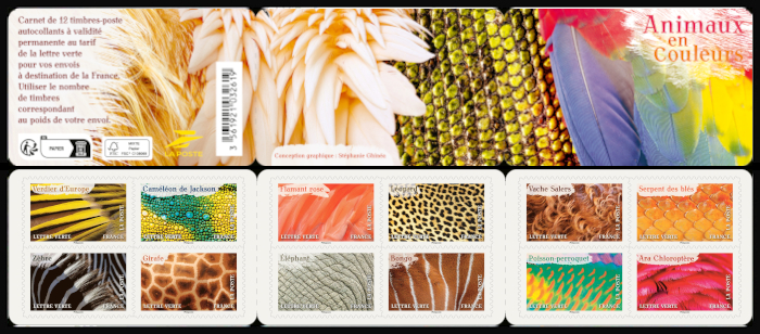 Carnet de timbres autoadhésifs aux couleurs d'animaux